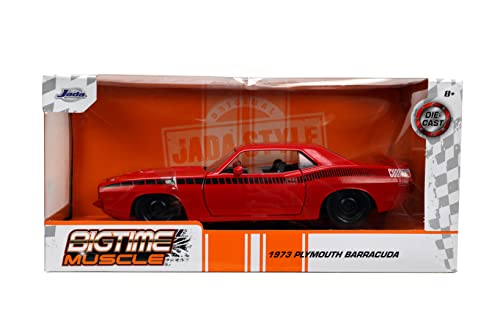 Jada Toys Big Time Muscle 1:24 1973 Plymouth Barracuda Die-cast Car Red/Black, Toys for Kids and Adults