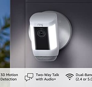 Ring Spotlight Cam Pro, Wired | 3D Motion Detection, Two-Way Talk with Audio+, and Dual-Band Wifi (2022 release) - White