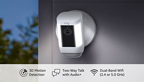 Ring Spotlight Cam Pro, Wired | 3D Motion Detection, Two-Way Talk with Audio+, and Dual-Band Wifi (2022 release) - White