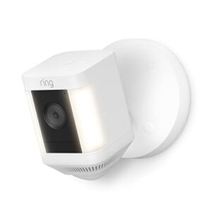 ring spotlight cam plus, wired | two-way talk, color night vision, and security siren (2022 release) - white