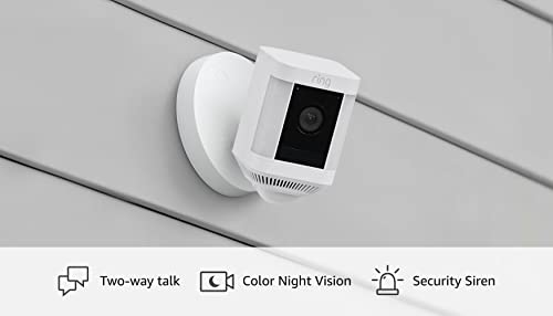 Ring Spotlight Cam Plus, Wired | Two-Way Talk, Color Night Vision, and Security Siren (2022 release) - White