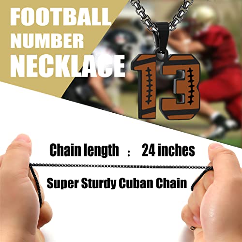 SKQIR Football Number Necklace for Boys Athletes Jersey Black Number Chain for Men Stainless Steel Charm Number Pendant Sport Jewelry Gift for Men Number：22