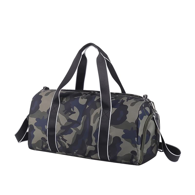 mezhsa Kids Overnight Duffle Bag Girls Boys Sports Gym Bag with Shoe Compartment Wet Pocket Camouflage travel bag (ArmyGreen)