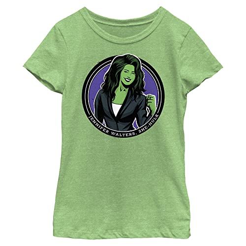 Marvel Girl's She-Hulk Jennifer Walters Circle Badge T-Shirt, Green Apple, Small