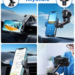 VANMASS Universal Car Phone Mount,【Patent & Safety Certs】 Upgraded Handsfree Dashboard Stand, Phone Holder for Car Windshield Vent, Compatible iPhone 14 13 12 11 Pro Max Xs XR X, Galaxy (Blue)