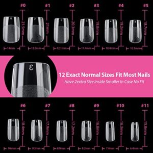 UNA GELLA Short Square Fake Nails 504pcs Short Square Press on Nails Pre-shape Short Square Gel Nail Tips for Full Cover Acrylic Short Square Nails False Nails For Nail Extension Home DIY Nail Salon 12 Sizes Gelly Tips