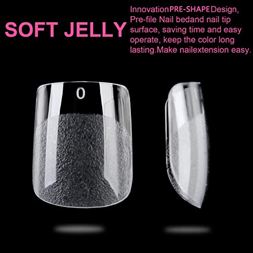 UNA GELLA Extra Short Square Fake Nails XS 216pcs Pre-shape Extra Short Square Press on Nails Extra Short Square Gel Tips for Full Cover Acrylic Short Square Nails False Nails For Nail Extension Home DIY Salon 12 Sizes Gelly Tips