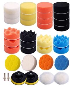 wonder point buffing polishing pads - 3 inch 31 pieces premium material car foam drill polishing pad kit sponge pads buffer polisher kit headlight restoration kit with wool for car polishing, waxing