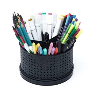 settfrfe rotating pencil holder for desk,supplies organizer pen caddy,6 compartments spinning multi-functional large pen holder for desk