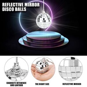 Mirror Disco Balls Set - Silver Disco Party Decoration Bright Reflective Mirror Christmas Balls Easy to Hang Suitable for Christmas, Wedding, Family Party Decoration (8)