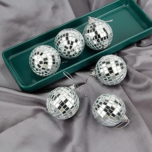 Mirror Disco Balls Set - Silver Disco Party Decoration Bright Reflective Mirror Christmas Balls Easy to Hang Suitable for Christmas, Wedding, Family Party Decoration (8)