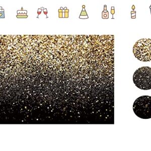 YYTDY 7X5FT Backdrop Bokeh Black Gold Backdrop Birthday Party Backdrop Ceremony Backdrop Studio Backdrop Photo Backgdrop Photo Studio Backdrop Group Photo Vinyl Backdrop D-29