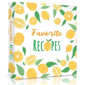 recipe binder 8.5x11 3 ring, recipe book to write in your favorite recipes, recipe organizer with cards, sleeves and dividers, recipe binder full page (lemon,full-page)