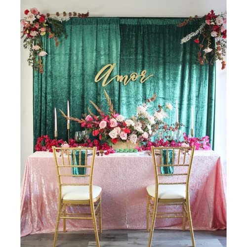 Velvet Emerald Green Curtains for Draping, Backdrop Curtain Panel - 8ft H x 52" W Drape- for Birthday Party, Bedroom, Living Room,and Any Events!