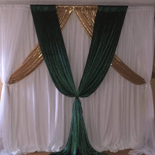 Velvet Emerald Green Curtains for Draping, Backdrop Curtain Panel - 8ft H x 52" W Drape- for Birthday Party, Bedroom, Living Room,and Any Events!