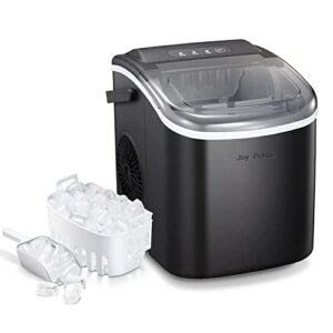 ice maker countertop with handle,9 cubes ready in 6 mins,26lbs/24h, self-cleaning portable ice machine with basket and scoop, for home/kitchen/camping/rv