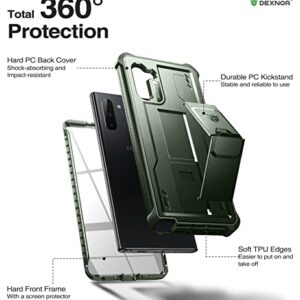 Dexnor for Samsung Galaxy Note 10 Case, [Built in Screen Protector and Kickstand] Heavy Military Grade Protection Shockproof Protective Cover for Samsung Galaxy Note 10,Army Green