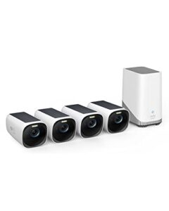 eufy security eufycam s330 (eufycam 3) 4-cam kit, security camera outdoor wireless, 4k with integrated solar panel, face recognition ai, expandable local storage, spotlight, no monthly fee