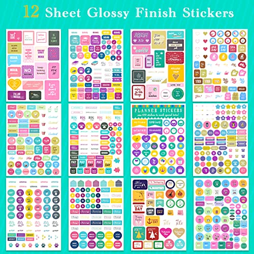 Planner Stickers,24 Sheet/1300+ Calendar Stickers for Adults Planner, Planner Stickers and Accessories for Women Work， Enhance Life Productivity