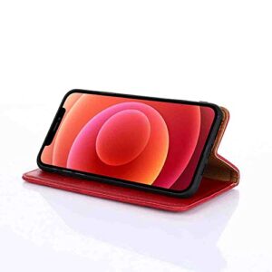 BANLEI2U Phone Cover Wallet Folio Case for Oppo Reno 6 PRO Plus 5G, Premium PU Leather Slim Fit Cover for Reno 6 PRO Plus 5G, Protective Cover, Red