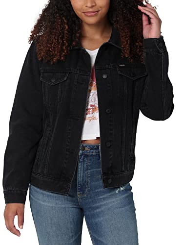 Wrangler Women's Relaxed Fit Memory Maker Jean Jacket, Carbon, Medium