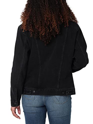 Wrangler Women's Relaxed Fit Memory Maker Jean Jacket, Carbon, Medium