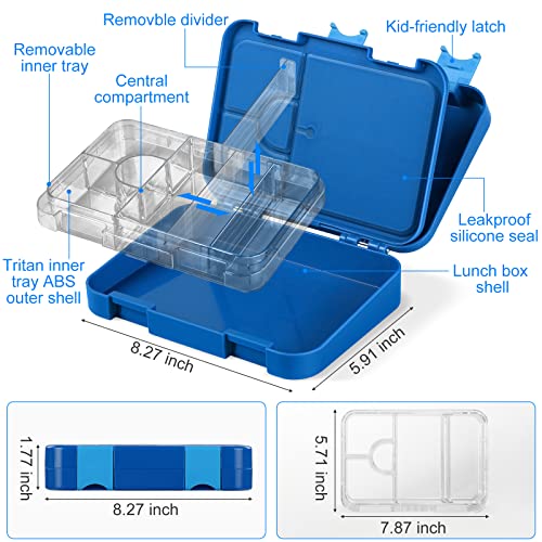 AOHEA Bento Lunch Box for Kids: BPA Free Kids Bento Box Toddler Lunch Box for Daycare or School (Blue)