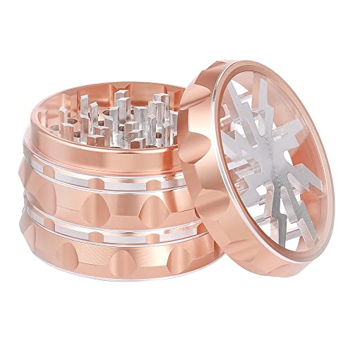 2.5" Aluminium Grinder with Clear Top, Best Gifts, Rose Gold.