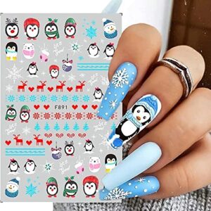 10 Sheets Christmas Nail Art Stickers Decals Self-Adhesive Pegatinas Uñas Navidad Snowflake Santa Claus Reindeer Snowman Nail Supplies Holiday Nail Art Design Decoration Accessories