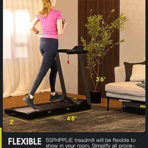 SSPHPPLIE 300 lb Capacity Foldable Treadmill - 3.0HP Portable Folding Treadmills for Home & Office, with Online Events, 12 Programs(App) (Yellow Logo)