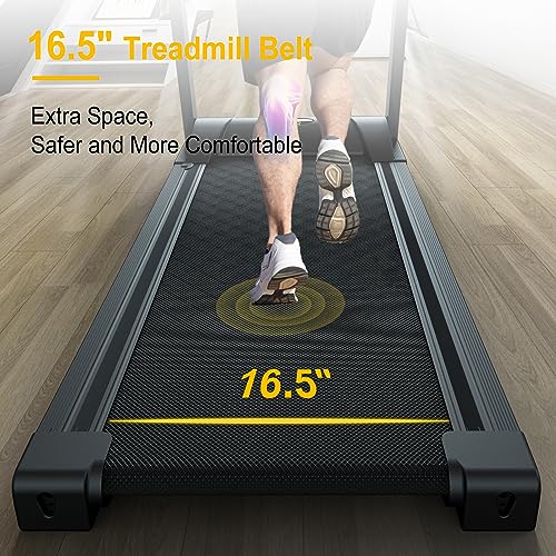 SSPHPPLIE 300 lb Capacity Foldable Treadmill - 3.0HP Portable Folding Treadmills for Home & Office, with Online Events, 12 Programs(App) (Yellow Logo)