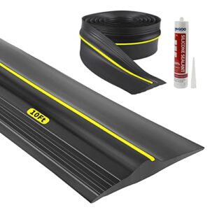 universal garage door bottom threshold seal rubber strip with adhesives, diy weatherproof weather stripping replacement (10ft, black)