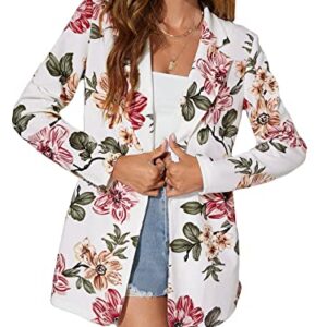 WDIRARA Women's Floral Print Button Front Long Sleeve Blazer Casual Jacket Outerwear Multicolor M