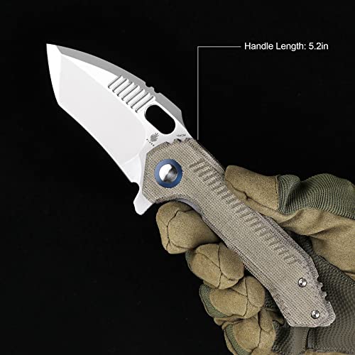 Kizer Mini Paragon 3.43 Inches Pocket Knife 154CM Steel EDC Knife, Green Micarta Handle Folding Knife V4600C1