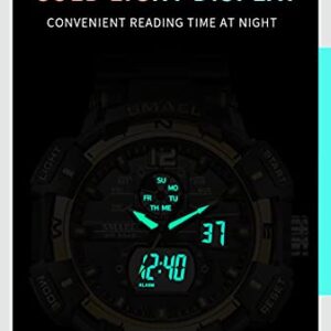 KXAITO Men's Watches Sports Outdoor Waterproof Military Watch Date Multi Function Tactics LED Face Alarm Stopwatch for Men 3169 (Panda Color