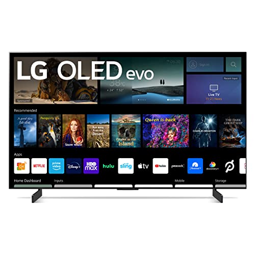 LG 42-Inch Class OLED evo C2 Series Alexa Built-in 4K Smart TV, 120Hz Refresh Rate, AI-Powered 4K, Dolby Vision IQ and Dolby Atmos, WiSA Ready, Cloud Gaming (OLED42C2PUA, 2022) (Renewed)