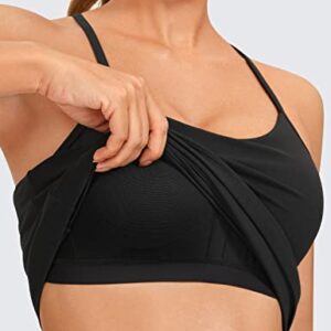 CRZ YOGA Butterluxe Womens Racerback Tank Top with Built in Bra - Spaghetti Thin Strap Padded Workout Slim Yoga Camisole Black Small