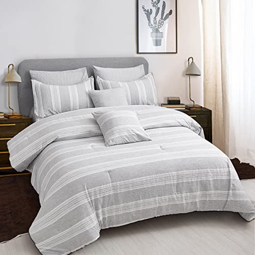 Nelaukoko Twin XL Comforter Set, 68x102 Inches Twin Extra Long Cationic Dyeing Striped Down Alternative Comforter, Single XL Reversible Beding Comforter and 1 Standard Size Pillow Sham