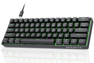 dierya 60% mechanical keyboard, dk61se wired gaming keyboard with red switches,led backlit ultra-compact 61 keys mini office keyboard for windows laptop pc gamer typist（black）