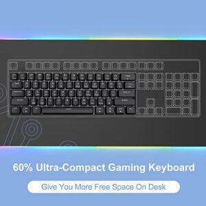 DIERYA 60% Mechanical Keyboard, DK61se Wired Gaming Keyboard with Red Switches,LED Backlit Ultra-Compact 61 Keys Mini Office Keyboard for Windows Laptop PC Gamer Typist（Black）