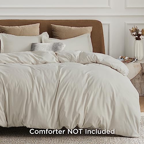 Bedsure Light Khaki Duvet Cover California King Size - Soft Brushed Microfiber Duvet Cover for Kids with Zipper Closure, 3 Pieces, Include 1 Duvet Cover (104"x98") & 2 Pillow Shams, NO Comforter