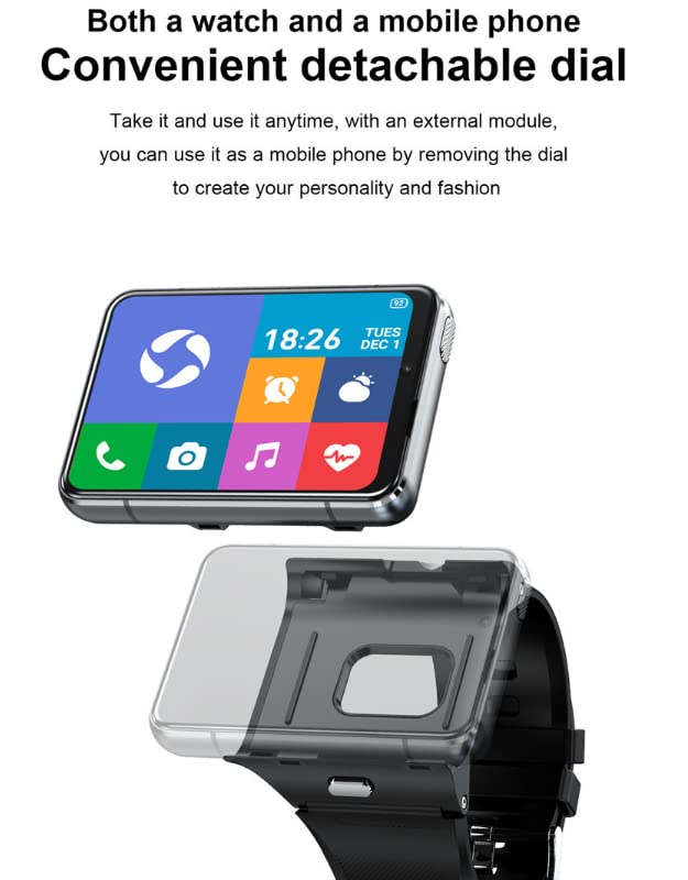 JinKeHong Smart Watch Phone, GPS Android Smartwatch with Detachable Dial and Independent Sim Card, Video Chat Available, Dual Camera Bluetooth, for Boy Girl Student(4gb+64gb)