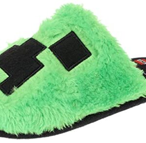 Minecraft Youth Unisex Slipper, Novelty Plush Scuff, Creeper Green, Size 1-2 Big Kid