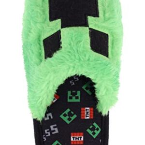 Minecraft Youth Unisex Slipper, Novelty Plush Scuff, Creeper Green, Size 1-2 Big Kid