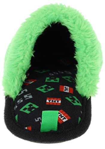 Minecraft Youth Unisex Slipper, Novelty Plush Scuff, Creeper Green, Size 1-2 Big Kid