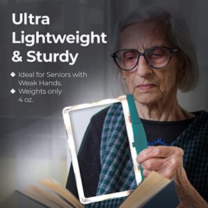 MagniPros 5X Large Ultra Bright LED Page Magnifier with Anti-Glare & Dimmable LEDs (3 Lighting Modes to Relieve Eye Strain)-Ideal for Reading Small Fonts & Low Vision Seniors with Aging Eyes