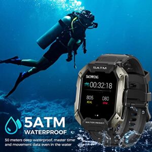 AMAZTIM Smart Watches for Men,50M Waterproof Rugged Military Grade Bluetooth Call(Answer/Dial Calls)，Health Tracker for Android Phones and iPhone Compatible,1.72" Heart Rate/Blood Pressure Watch