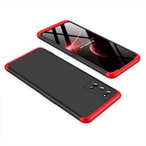 PartyUnix Compatible for Oppo Realme 7 Pro [with 1& Screen Protector][3 in 1] Slim Hard PC Plastic Bumper 360° Shockproof Shell Cover for Oppo Realme 7 Pro,Black+red