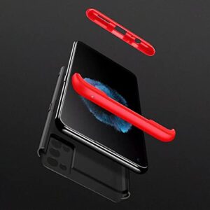 PartyUnix Compatible for Oppo Realme 7 Pro [with 1& Screen Protector][3 in 1] Slim Hard PC Plastic Bumper 360° Shockproof Shell Cover for Oppo Realme 7 Pro,Black+red