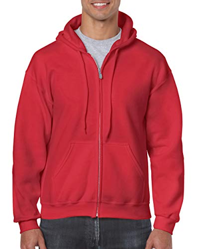 Gildan Adult Fleece Zip Hooded Sweatshirt, Style G18600 Red, X-Large